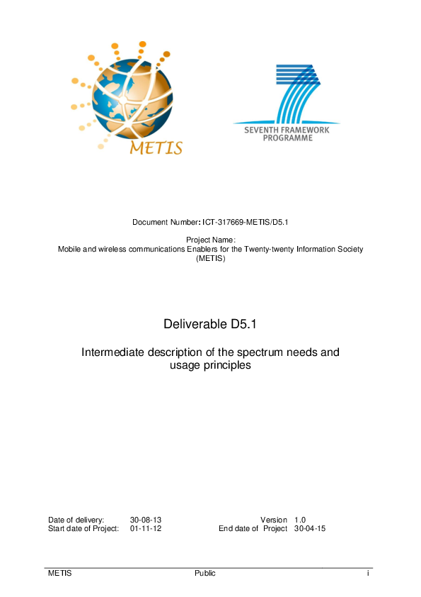 (PDF) Intermediate description of the spectrum needs and usage principles