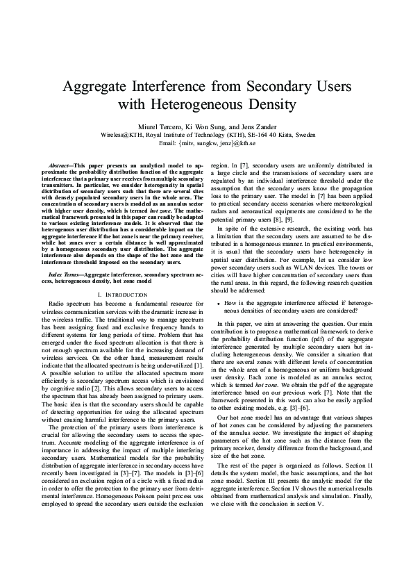 (PDF) Aggregate interference from secondary users with heterogeneous ...