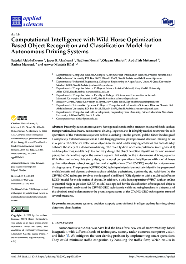 (PDF) Computational Intelligence with Wild Horse Optimization Based Object Recognition and ...