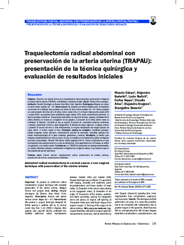 (PDF) Traquelectomía radical abdominal con preservación de la arteria ...
