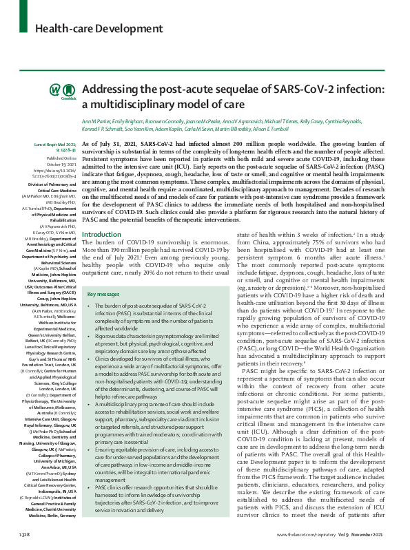 (PDF) Addressing the post-acute sequelae of SARS-CoV-2 infection: a ...