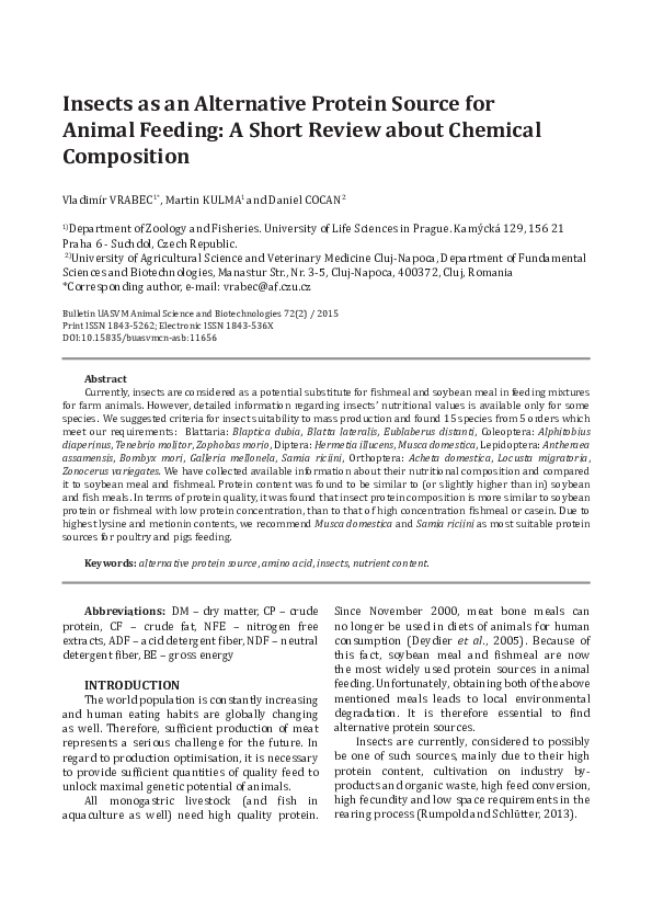 (PDF) Insects as an Alternative Protein Source for Animal Feeding: A ...