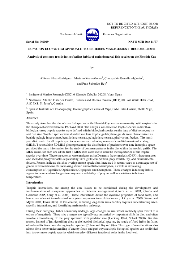 (PDF) Analysis of common trends in the feeding habits of main demersal ...