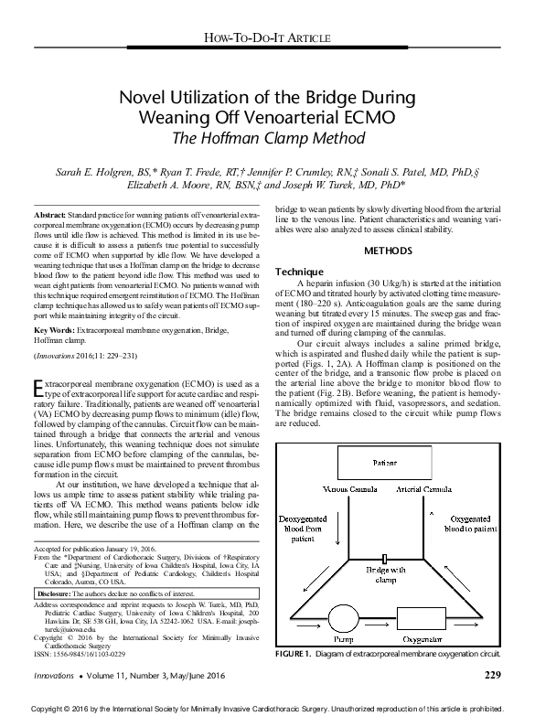 (PDF) Novel Utilization of the Bridge During Weaning Off Venoarterial ...