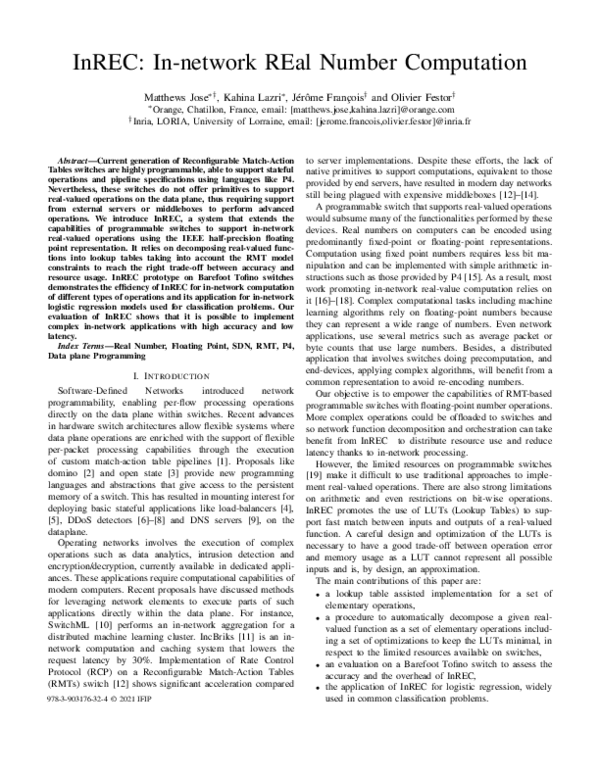 Pdf Inrec In Network Real Number Computation Matthews Jose