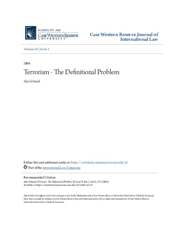 (PDF) Terrorism - The Definitional Problem
