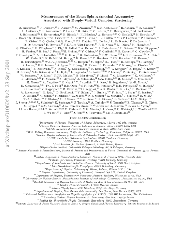 (PDF) Measurement of the Beam-Spin Azimuthal Asymmetry Associated with ...