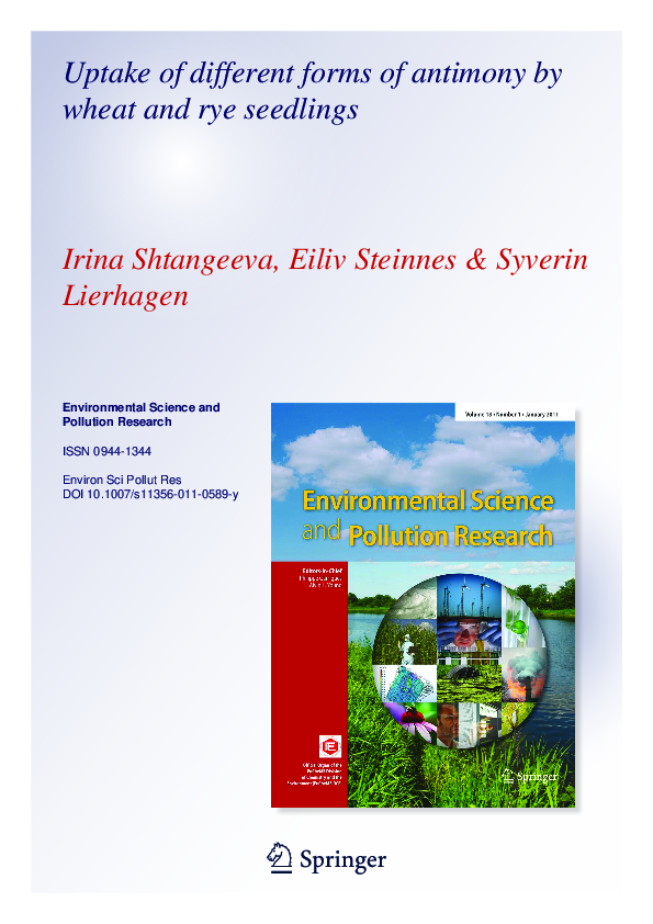(PDF) Environmental Science and Pollution Research