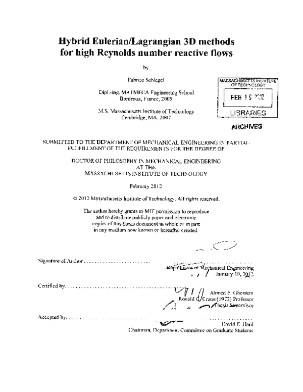 (PDF) Hybrid Eulerian/Lagrangian 3D methods for high Reynolds number reactive flows