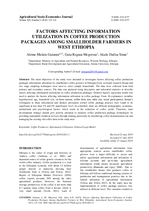 (PDF) Factors Affecting Information Utilization in Coffee Production Packages Among Smallholder ...