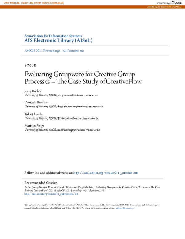 (PDF) Evaluating Groupware for Creative Group Processes–The Case Study of CreativeFlow