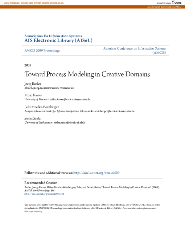 (PDF) Toward process modeling in creative domains