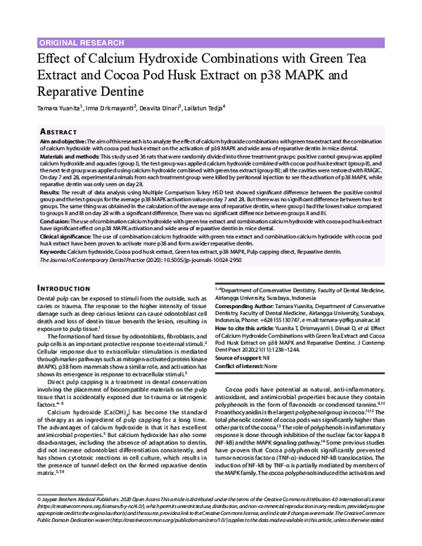 (PDF) Effect of Calcium Hydroxide Combinations with Green Tea Extract ...