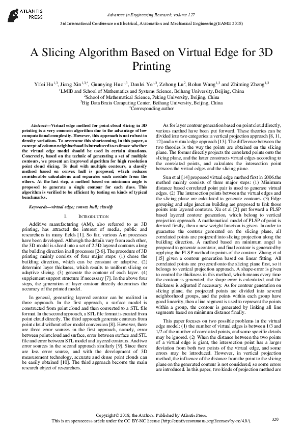 Pdf A Slicing Algorithm Based On Virtual Edge For 3d Printing