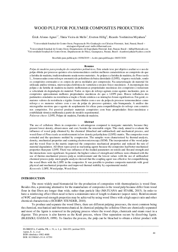 (PDF) Wood Pulp for Polymer Composites Production | Ricardo Y. Miyahara ...