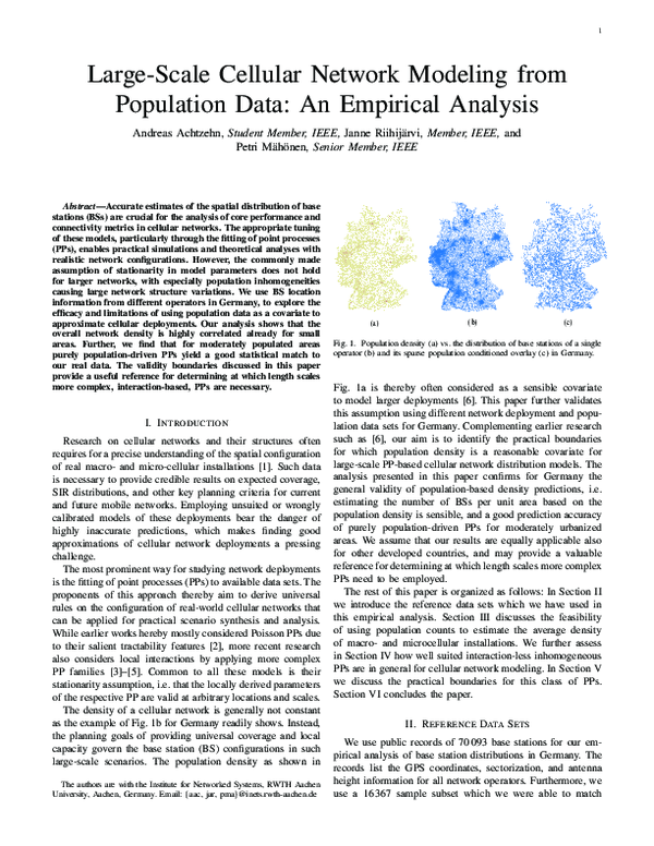 (PDF) Large-Scale Cellular Network Modeling from Population Data: An Empirical Analysis