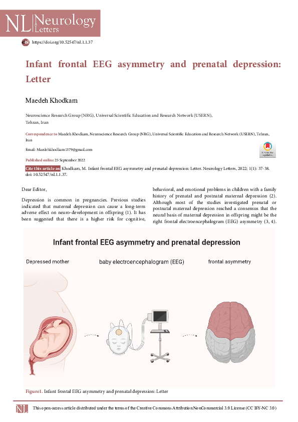 (PDF) Infant frontal EEG asymmetry and prenatal depression: Letter