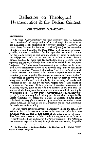 (PDF) Reflection on Theological Hermeneutics in the Indian Context