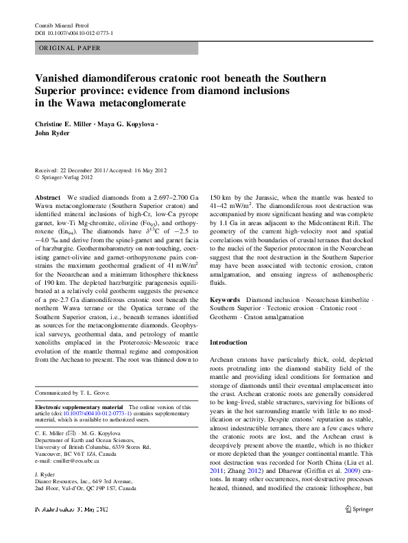 (PDF) Vanished diamondiferous cratonic root beneath the Southern ...