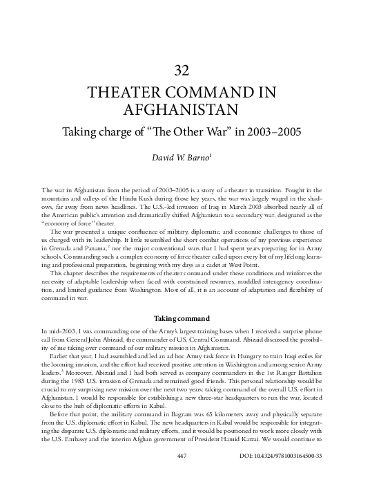 (PDF) Theater command in Afghanistan