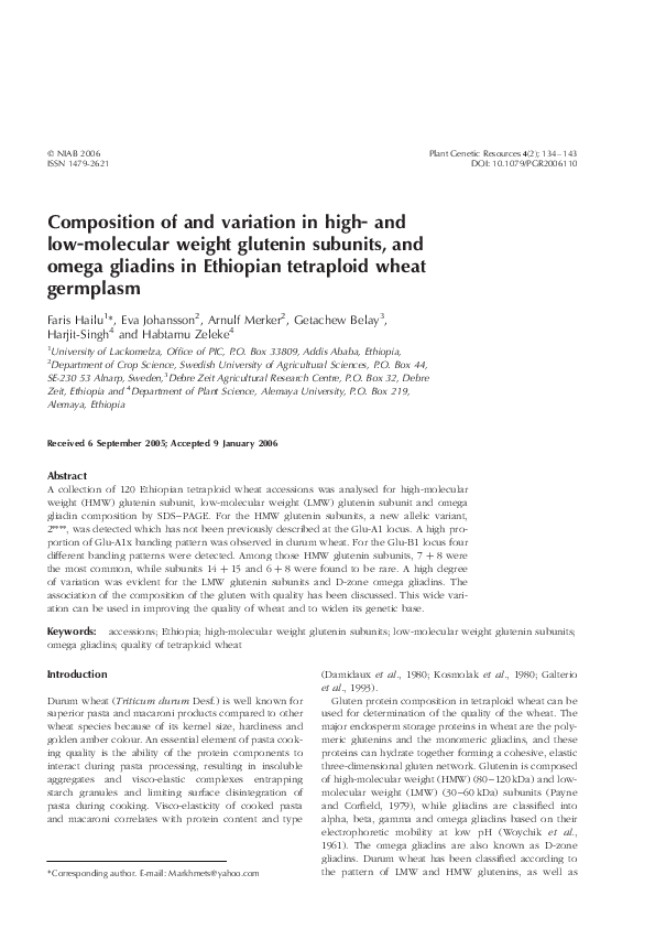 (PDF) Composition of and variation in high- and low-molecular weight ...