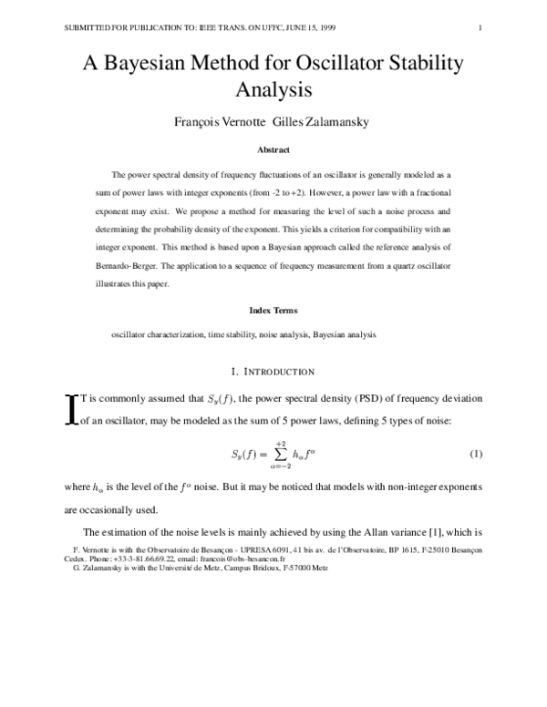 (PDF) Bayesian Analysis of Oscillator Noise and Stability