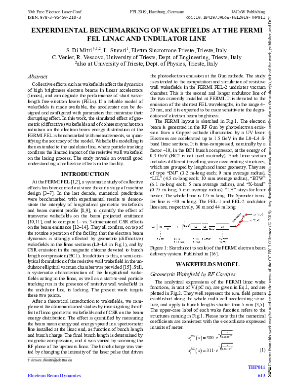 (PDF) Experimental Benchmarking of Wakefields at the FERMI FEL Linac ...