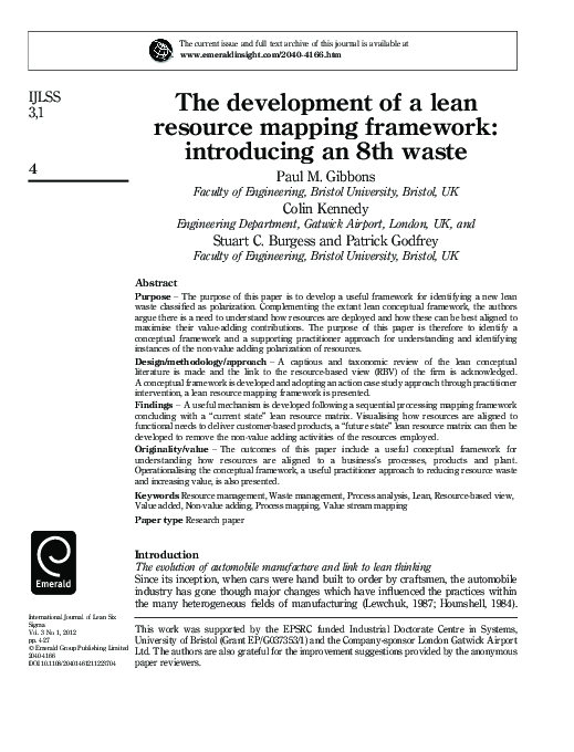 (PDF) The development of a lean resource mapping framework: introducing ...
