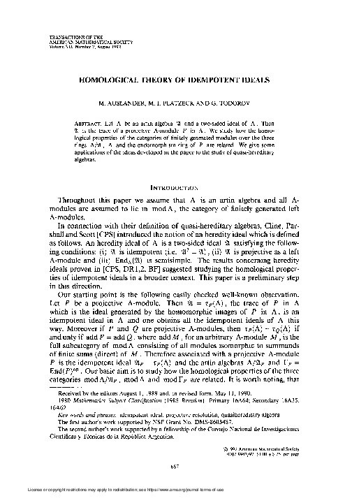 (PDF) Homological Theory of Idempotent Ideals