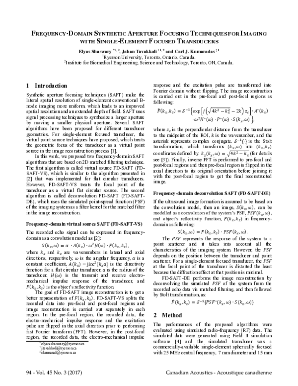 (PDF) Efficient Frequency-Domain Synthetic Aperture Focusing Techniques for Imaging With a High ...