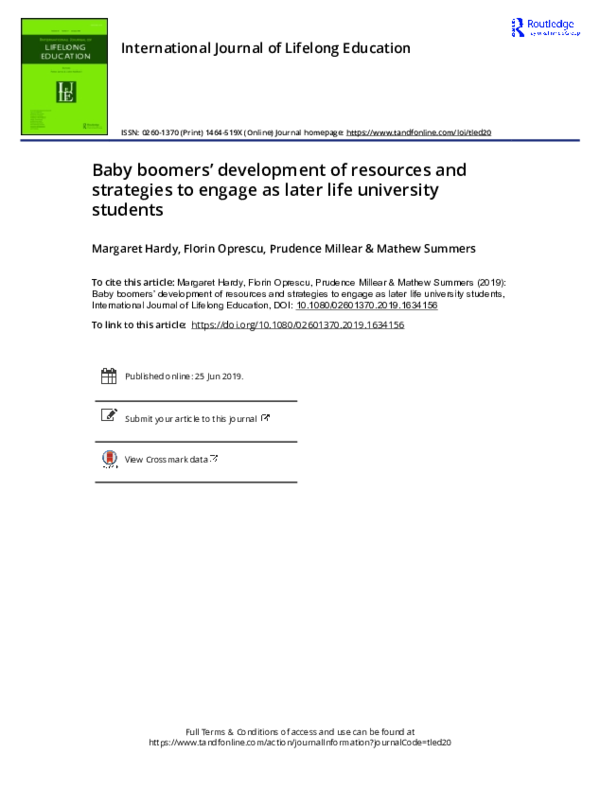 (PDF) Baby boomers’ development of resources and strategies to engage ...
