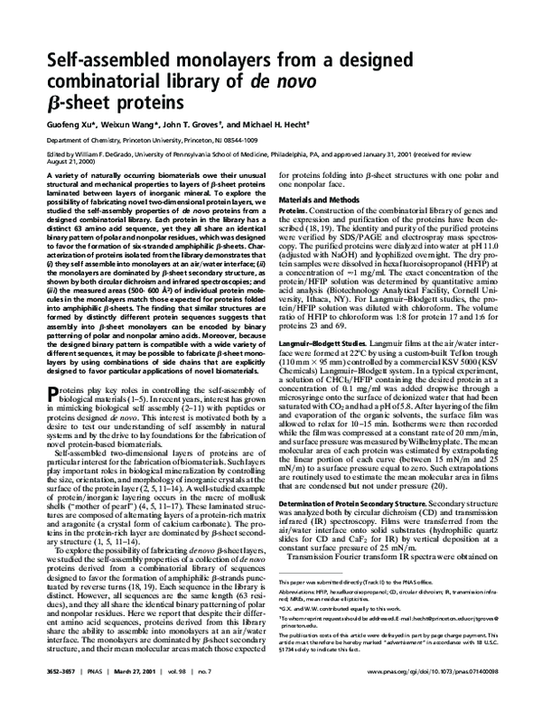 (PDF) Self-assembled monolayers from a designed combinatorial library ...