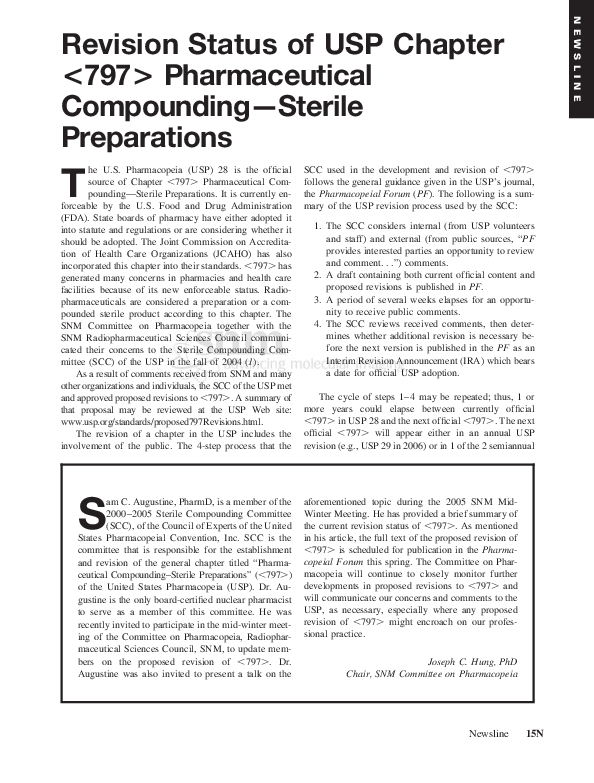 (PDF) Revision Status of USP Chapter Pharmaceutical Compounding—Sterile Preparations