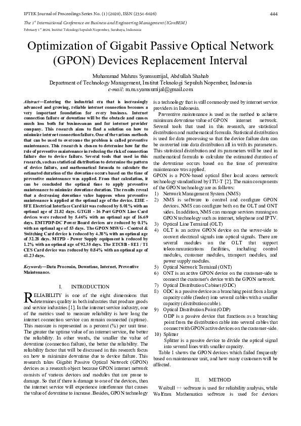 (PDF) Optimization of Gigabit Passive Optical Network (GPON) Devices ...