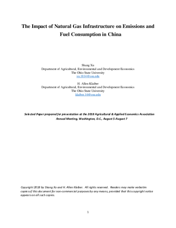 (PDF) Provision of Natural Gas Infrastructure and Shifts in Fuel ...