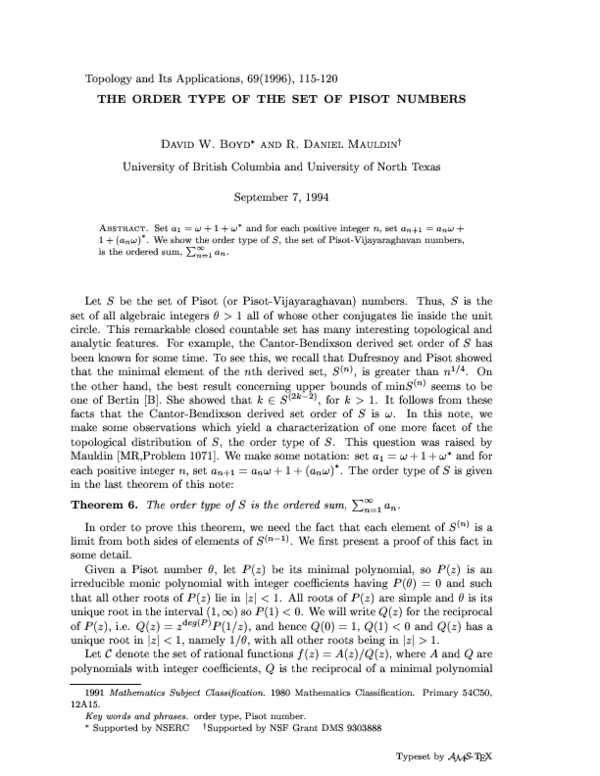 The order type of the set of Pisot numbers