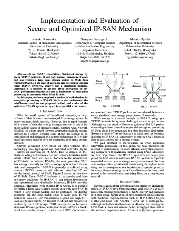 (PDF) Implementation and evaluation of secure and optimized IP-SAN mechanism