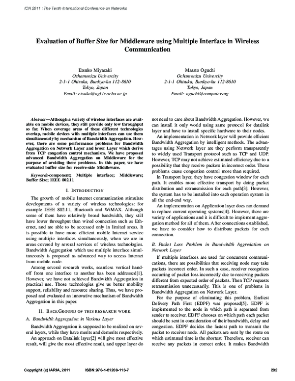 (PDF) Buffer Size Evaluation for Middleware in Wireless
