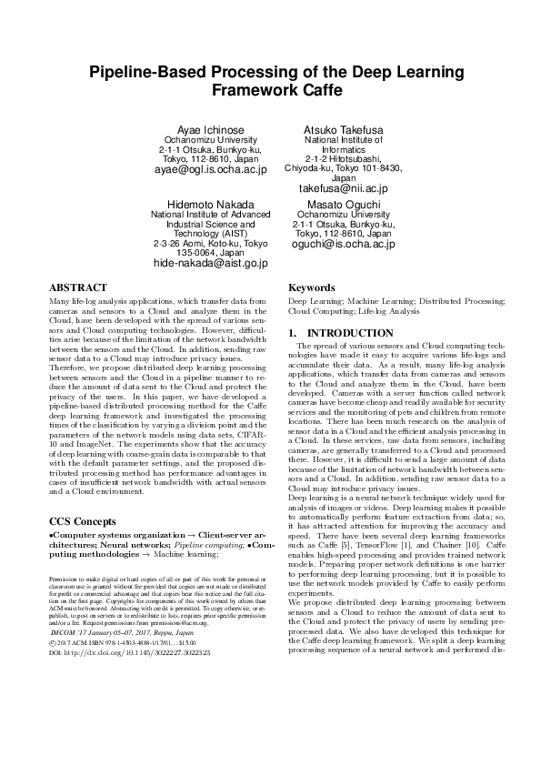 (PDF) Pipeline-based processing of the deep learning framework caffe