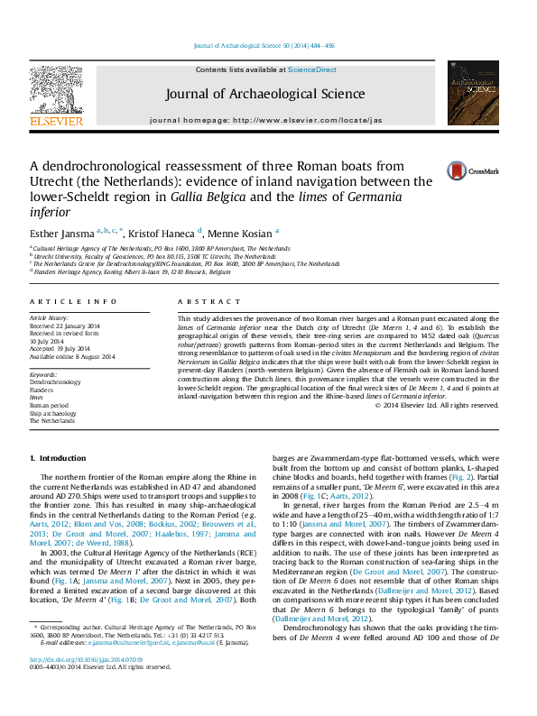 (PDF) A dendrochronological reassessment of three Roman boats from ...