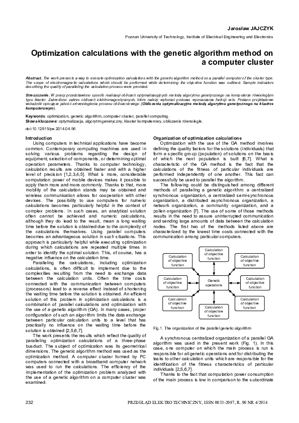 Pdf Optimisation Using A Parallelised Genetic Algorithm On A Personal Computer