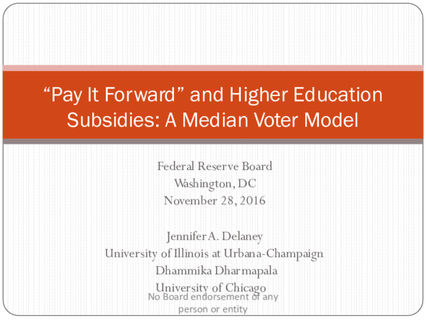 (PDF) Pay it Forward' and Higher Education Subsidies: A Theoretical Model