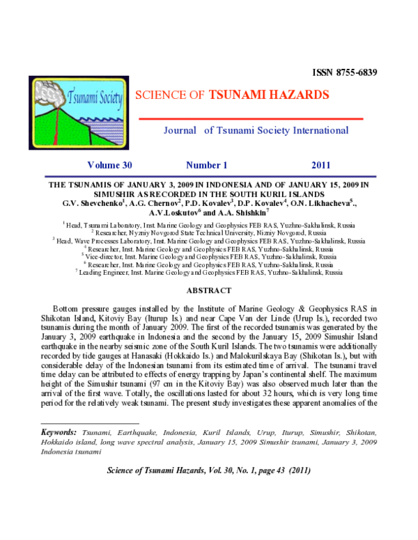 (PDF) Science of Tsunami Hazards
