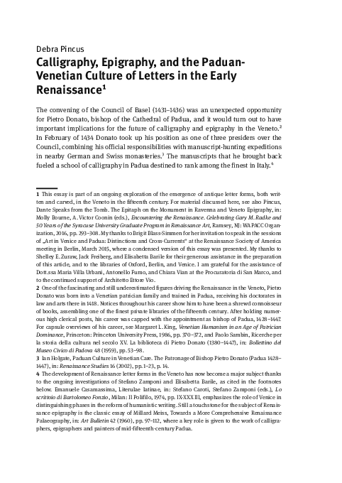 (PDF) Calligraphy, Epigraphy, and the Paduan-Venetian Culture of ...