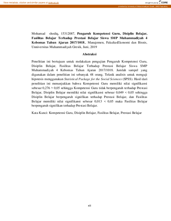 (PDF) Pengaruh Kompetensi Guru, Disiplin Belajar, Dan Fasilitas Belajar Terhadap Prestasi ...