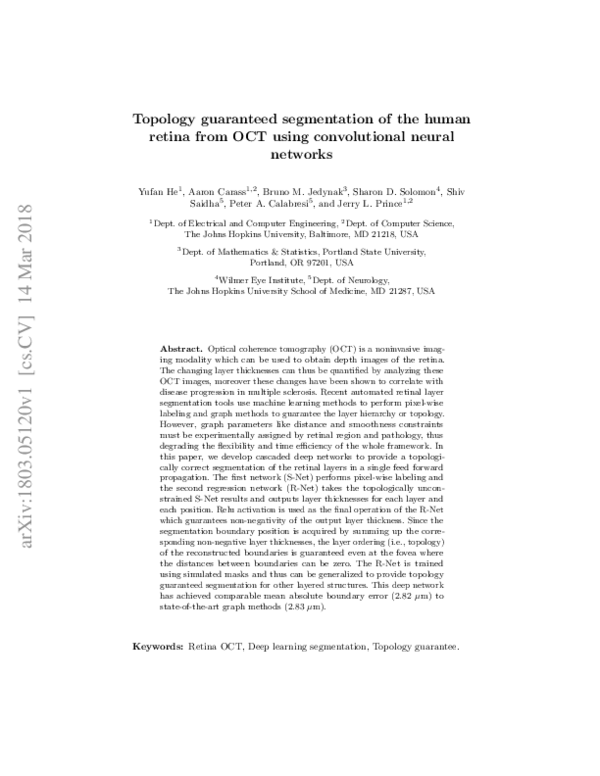 (PDF) Topology guaranteed segmentation of the human retina from OCT using convolutional neural ...