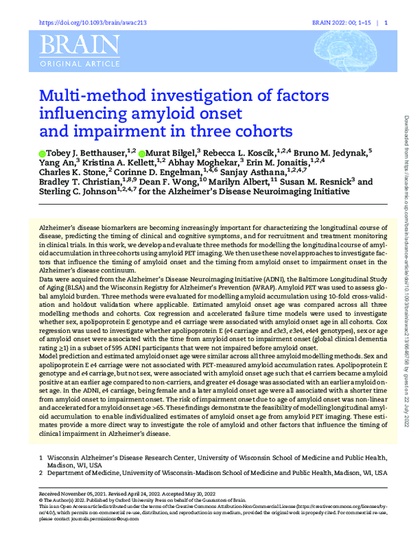 (PDF) Multi-method investigation of factors influencing amyloid onset and impairment in three ...