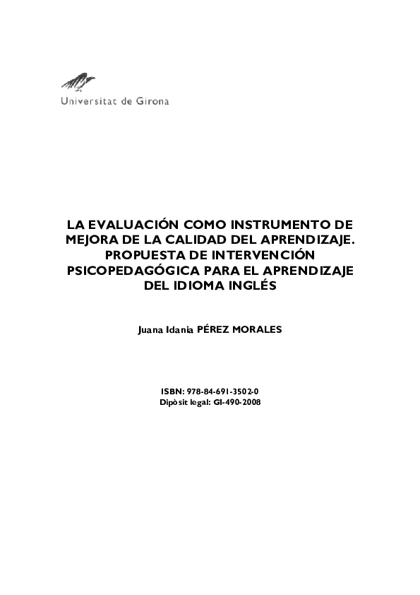 (PDF) La evaluación como instrumento de mejora de la calidad del aprendizaje. Propuesta de ...