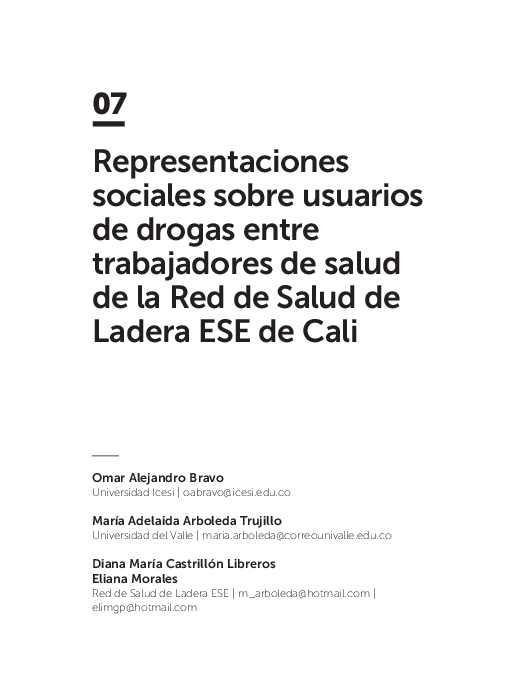 (PDF) Representaciones sociales sobre usuarios de drogas entre trabajadores de salud de la Red ...