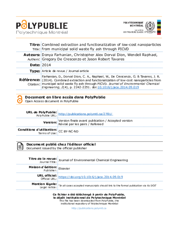 (PDF) Combined extraction and functionalization of low-cost ...
